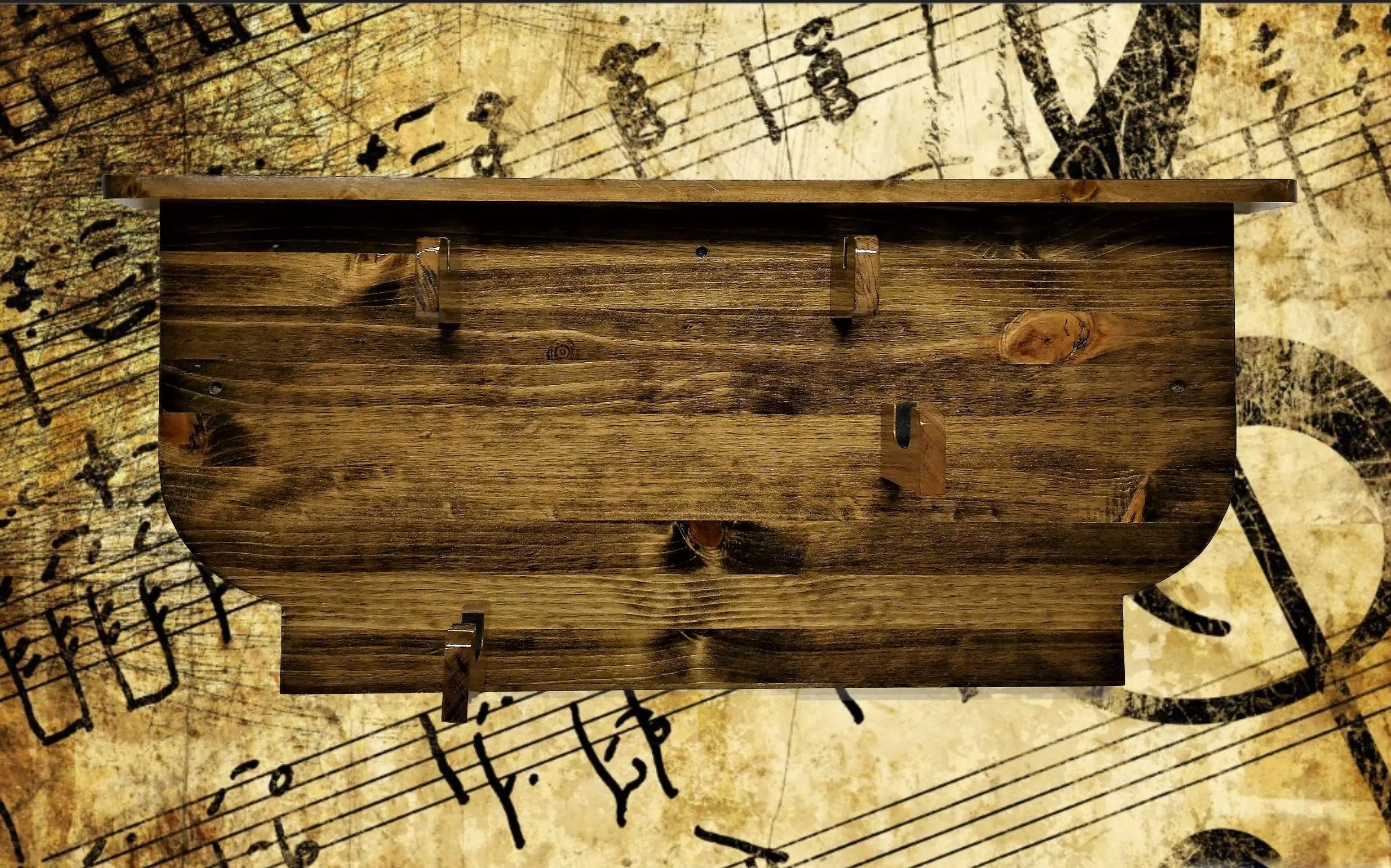 Rustic Violin Display Rack and Shelf Knotty Pine with Walnut Finish