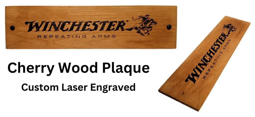 Rustic Cherry Winchester Gun Plaque, Laser Burned, Ranch Cowboy Decor