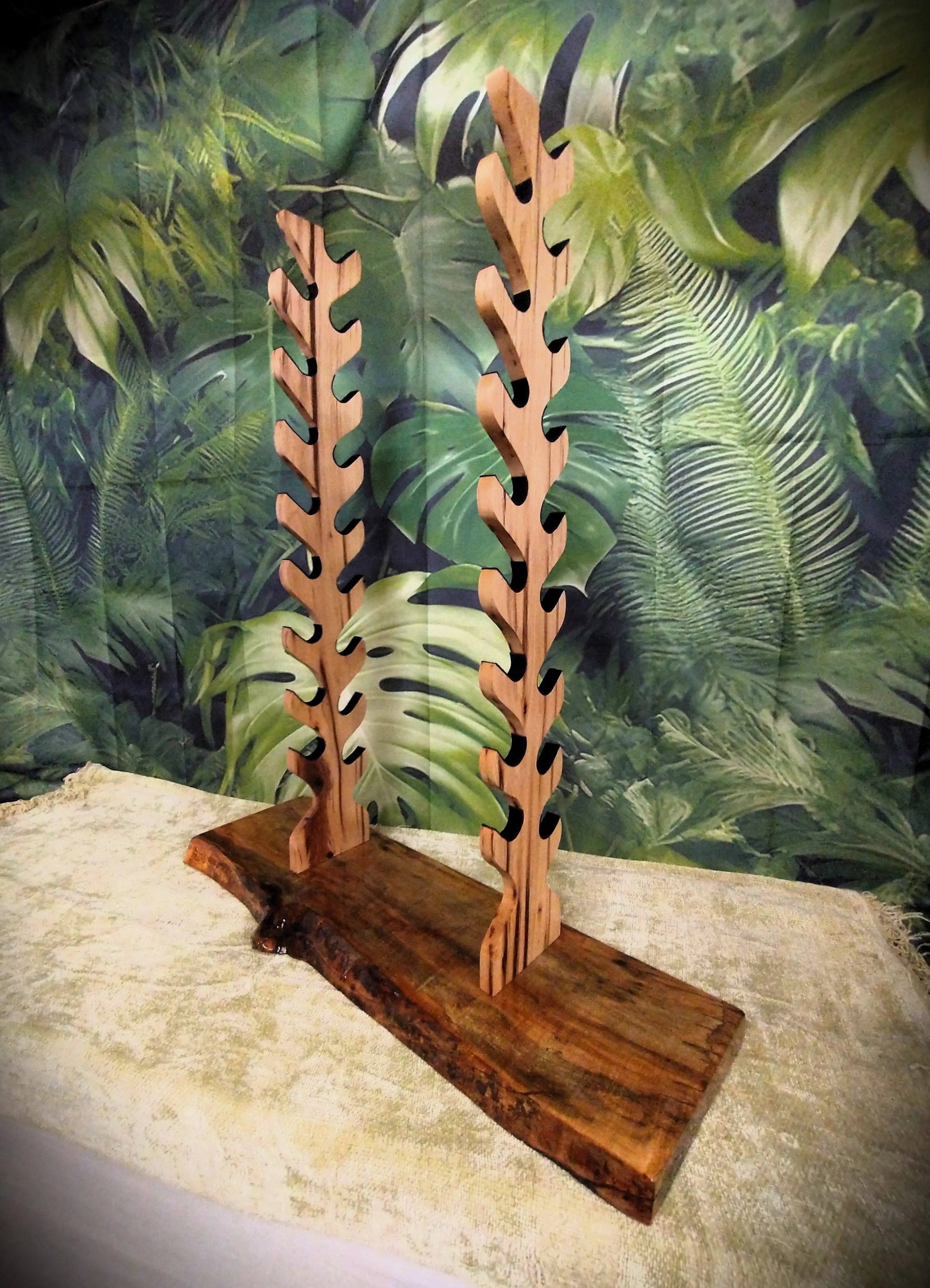 Live Edge 17 Tier Spalted Exotic Maple Katana Wakizashi Sword Stand