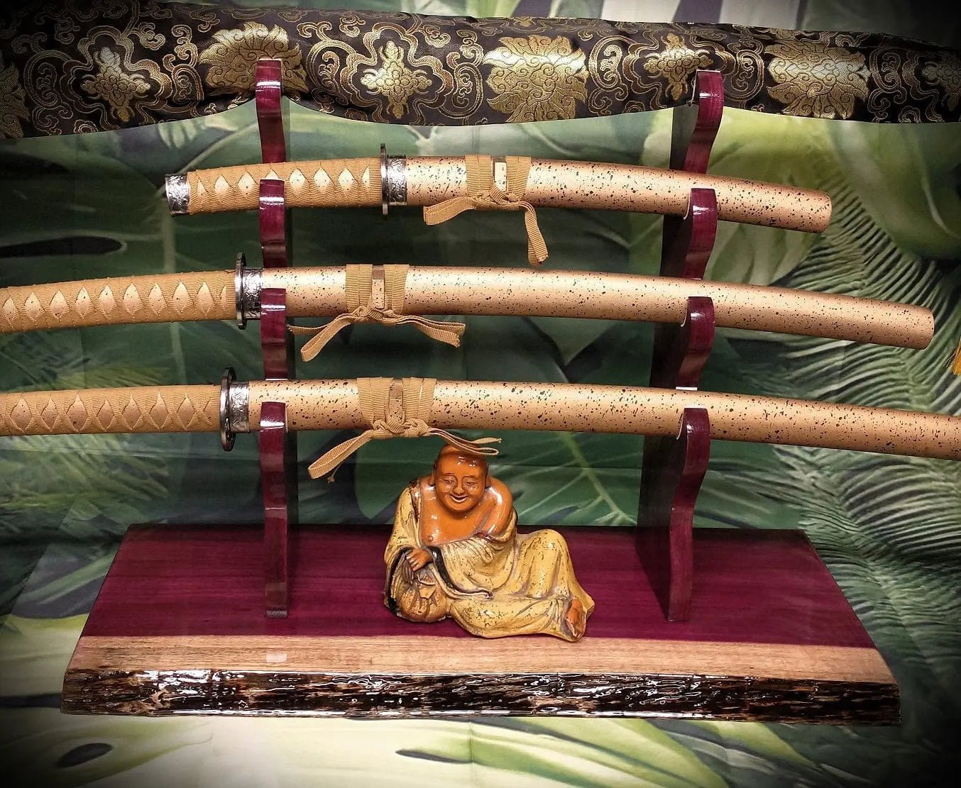 LIVE EDGE 4 Tier Purple Heart Katana Wakizashi Sword Display Stand A P