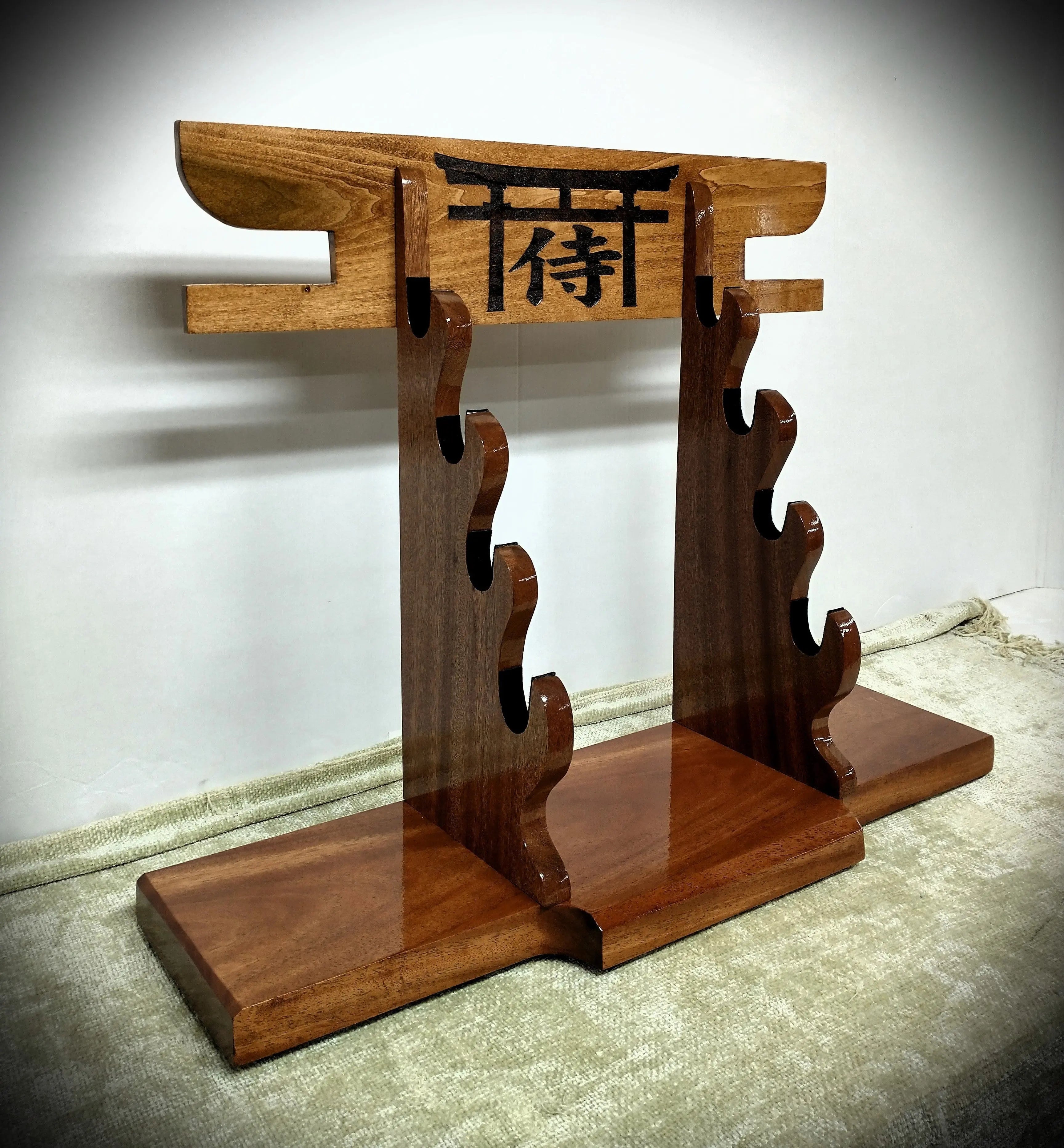 Beautiful Sword Display Stand - Rustic Tori Gate Design