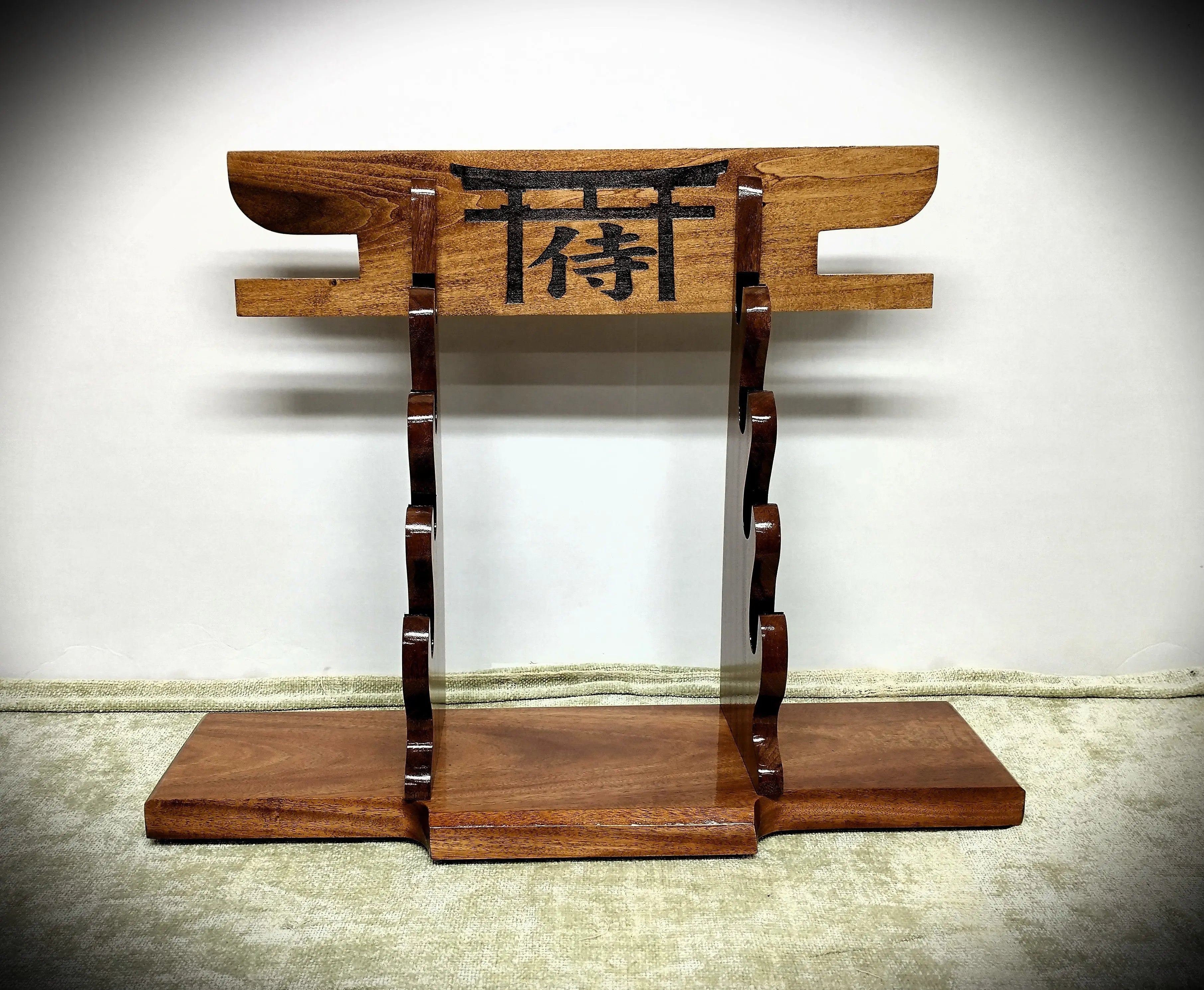 Beautiful Sword Display Stand - Rustic Tori Gate Design