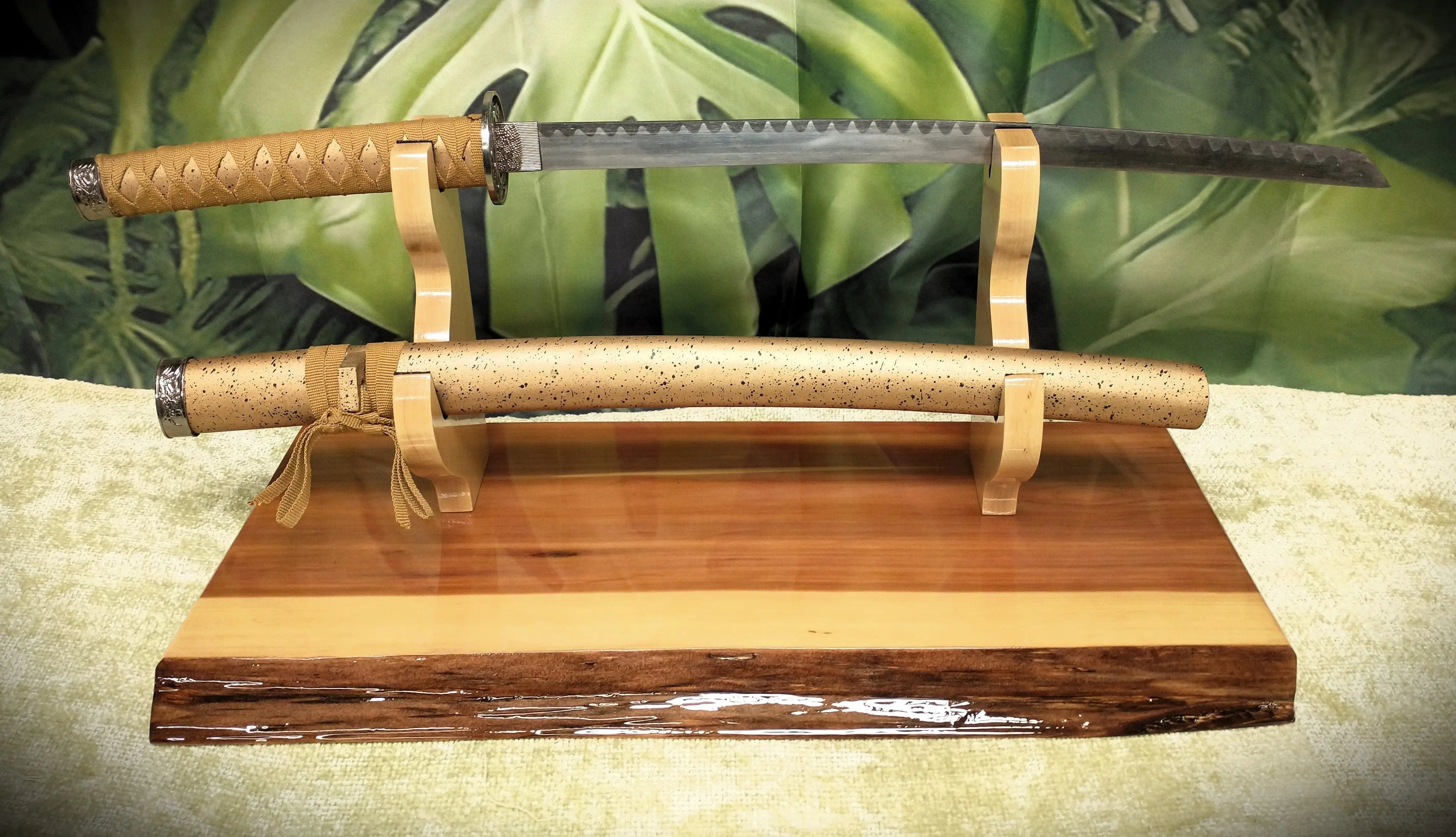 Rustic Live Edge Red Cedar Sword and Sheath Display Stand Military Sam