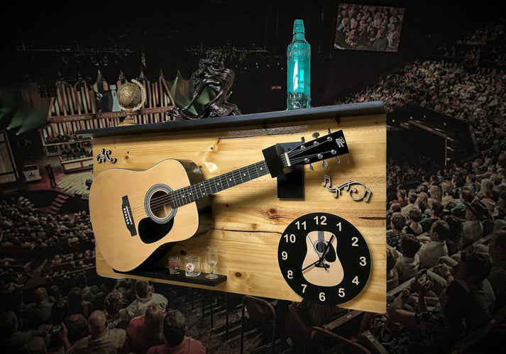 Rustic Guitar Shelf Wall Display, Knotty Pine Wood Wall Rack Unique Gu