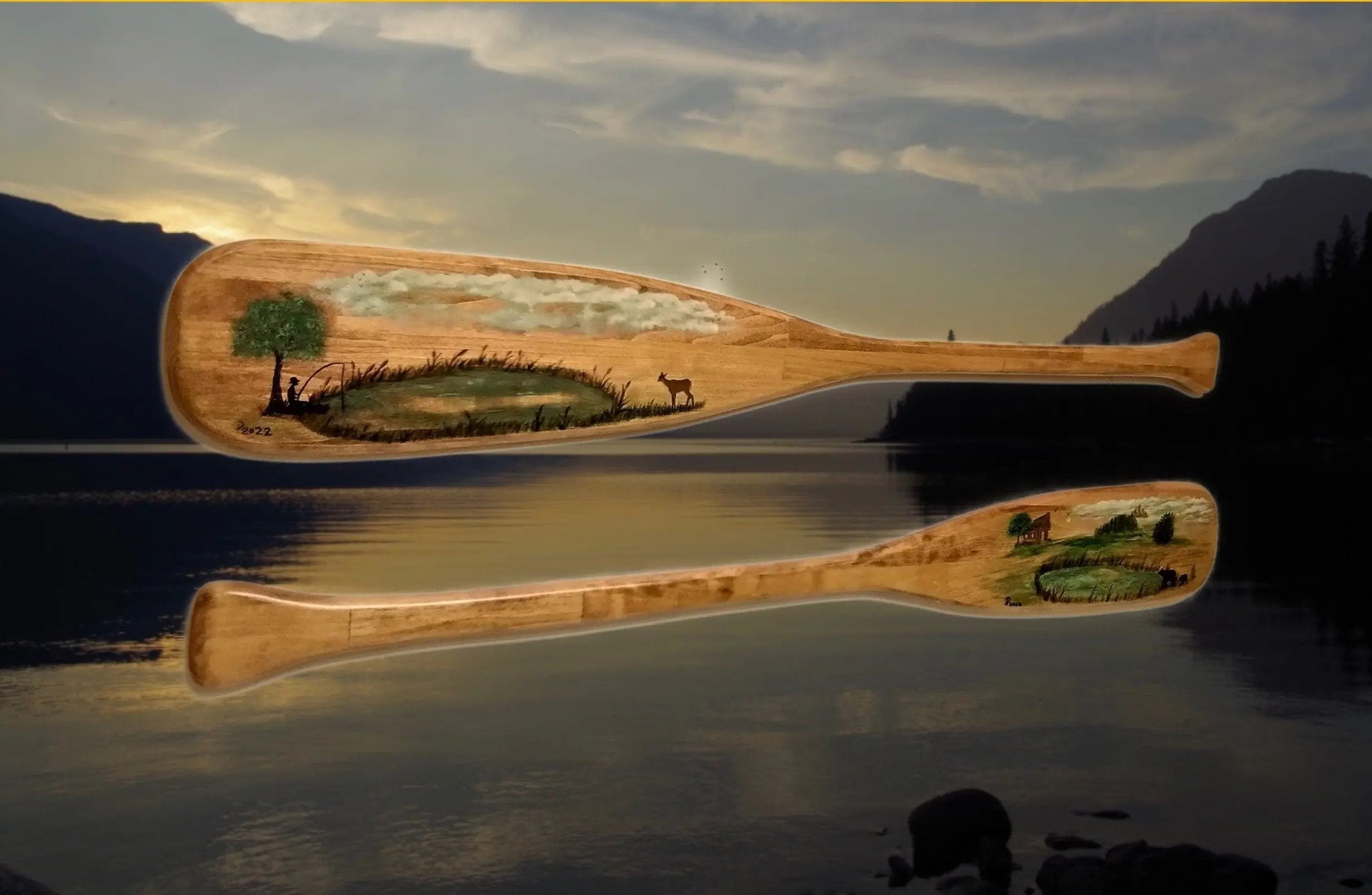 Hand-Painted Oar Paddle Décor for Cabin on the Lake