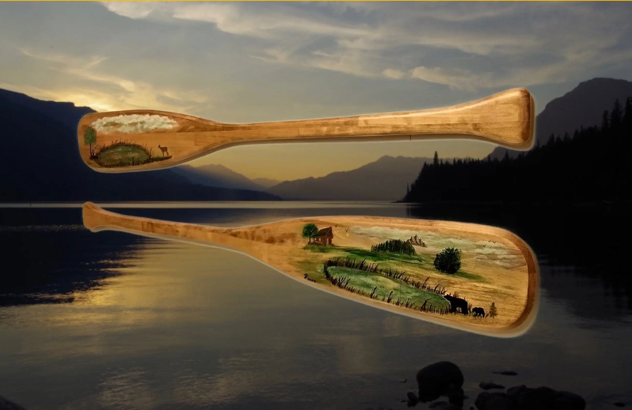 Hand-Painted Oar Paddle Décor for Cabin on the Lake