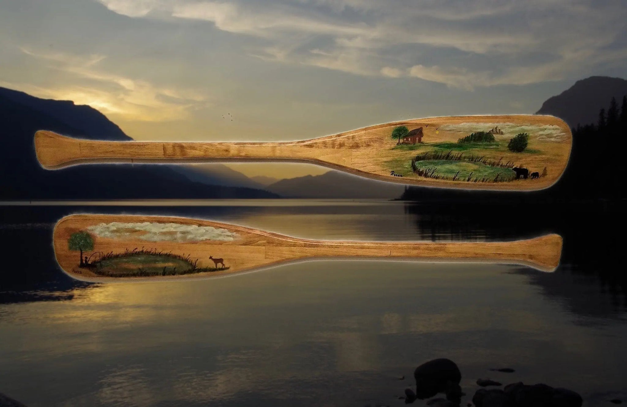 Hand-Painted Oar Paddle Décor for Cabin on the Lake