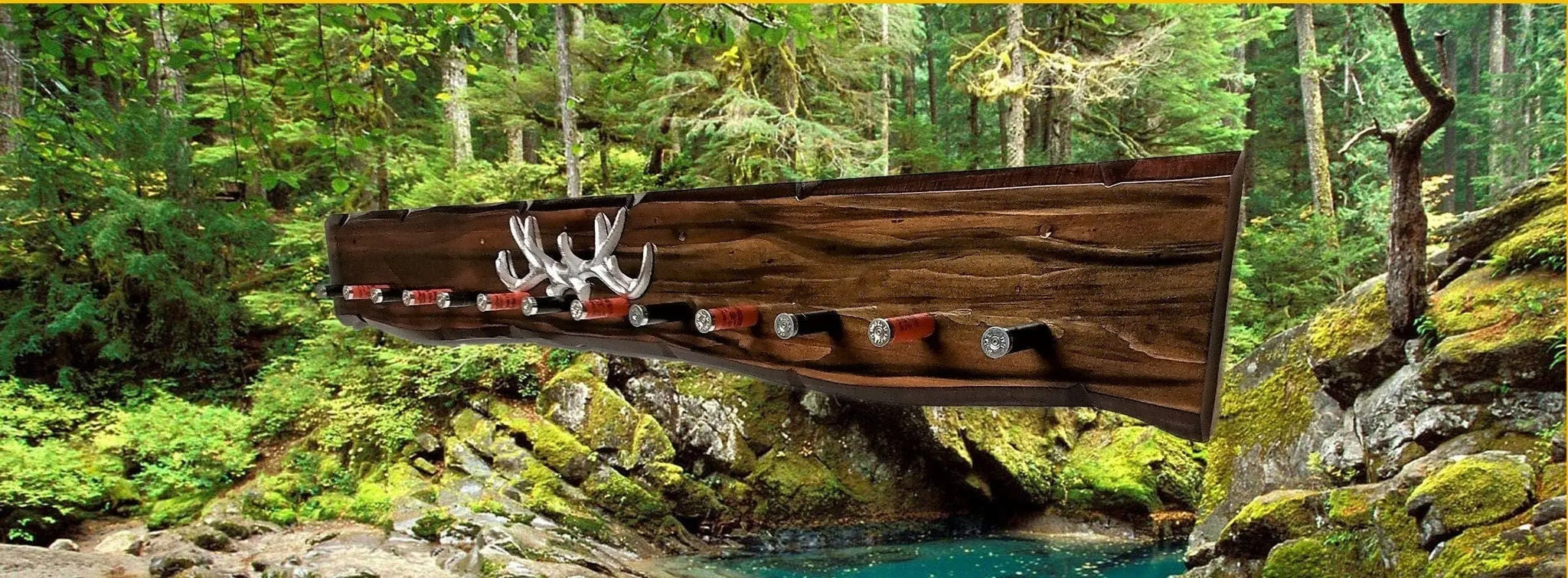 Large Hat Coat Rack Antler Key Holder Rustic Walnut Faux Finish Cabin